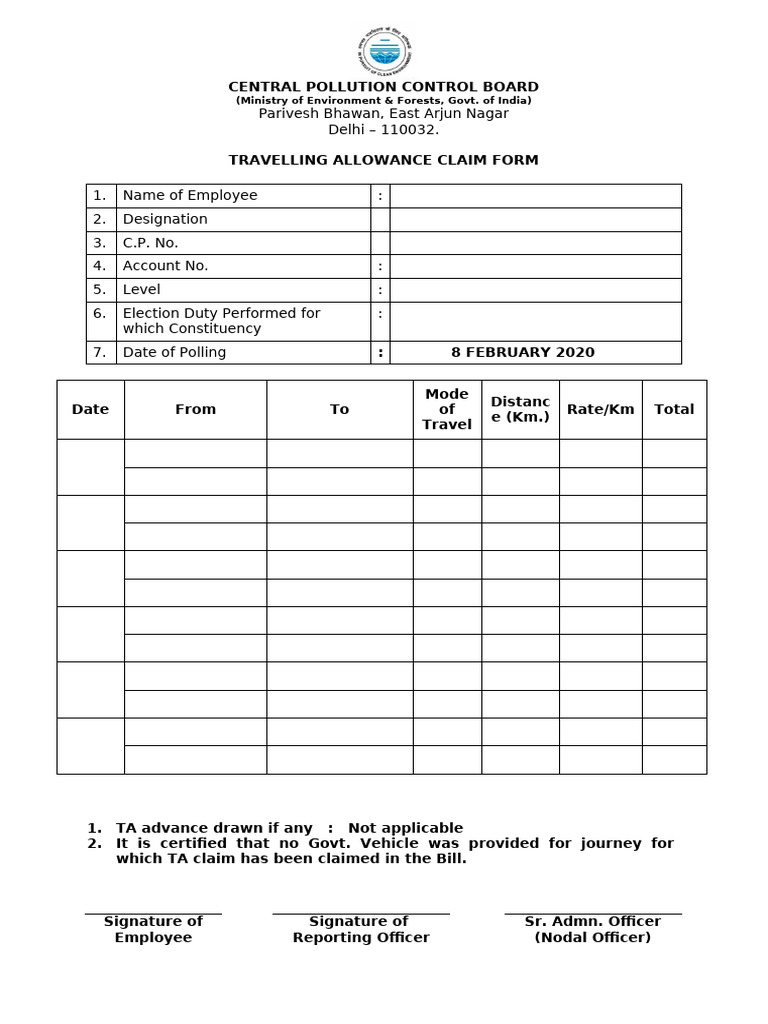 TA Claim Form Election Duty | PDF