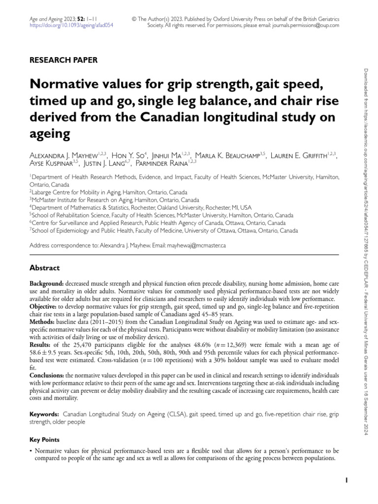 AA-2023-Normative Values For Grip Strength, Gait Speed, Timed Up and Go ...