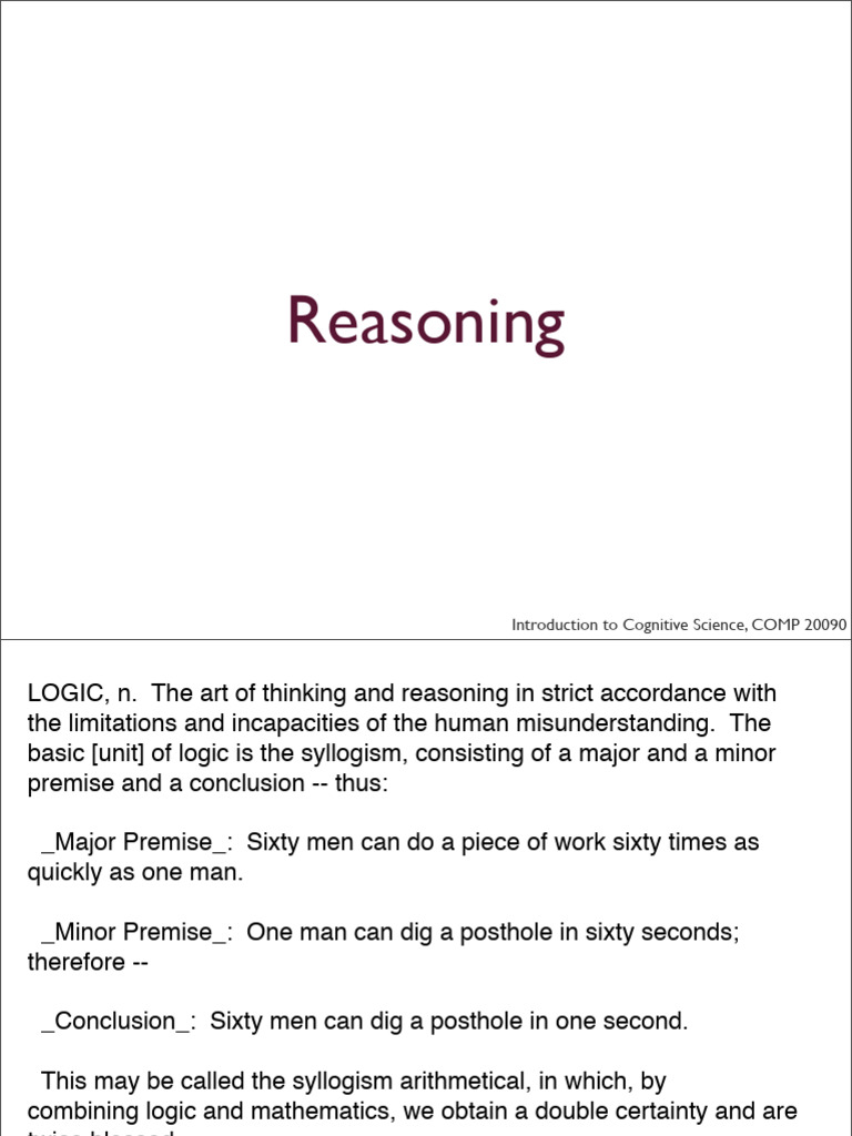 Understanding Reasoning in Cognitive Science | PDF | Deductive ...