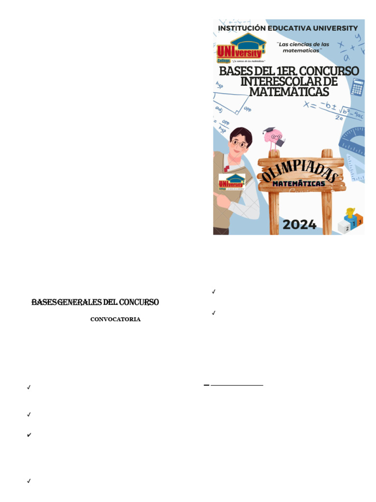 Bases Generales Del Concurso de Matematicas - University | PDF