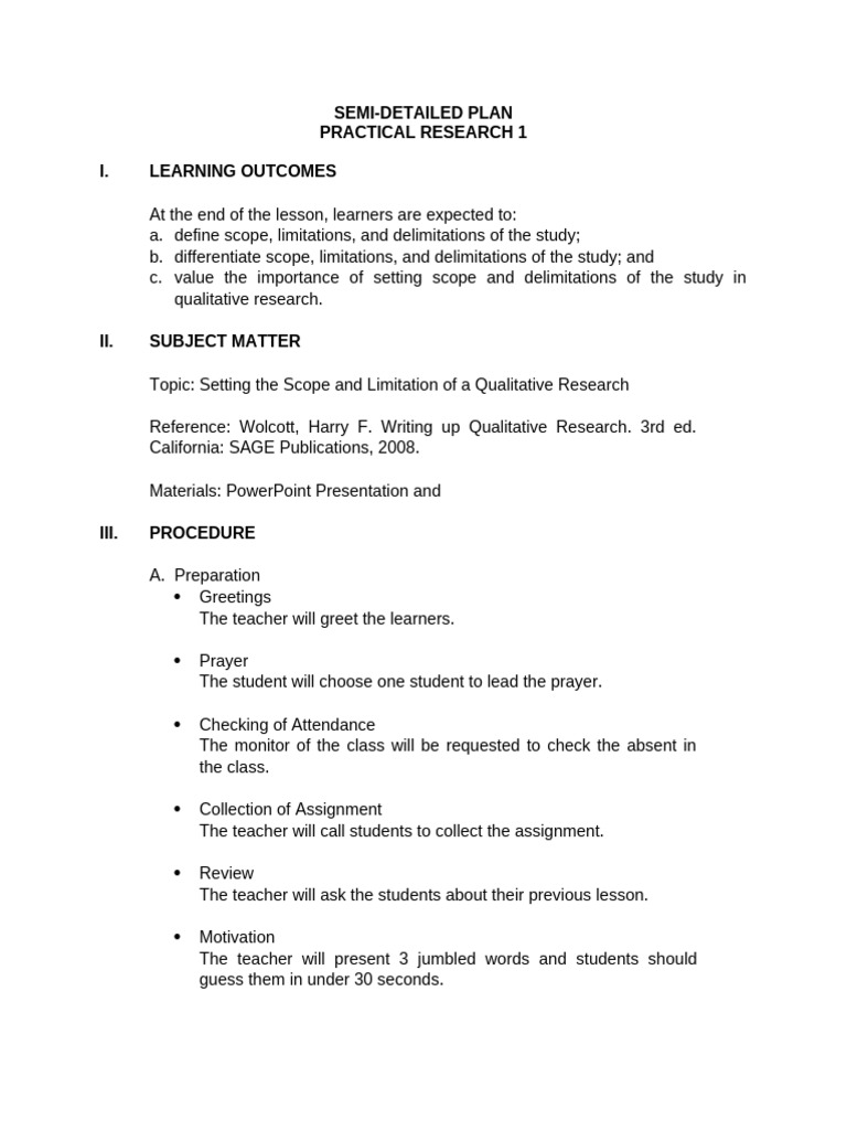 Practical Research 1 Lesson Plan | PDF | Career & Growth
