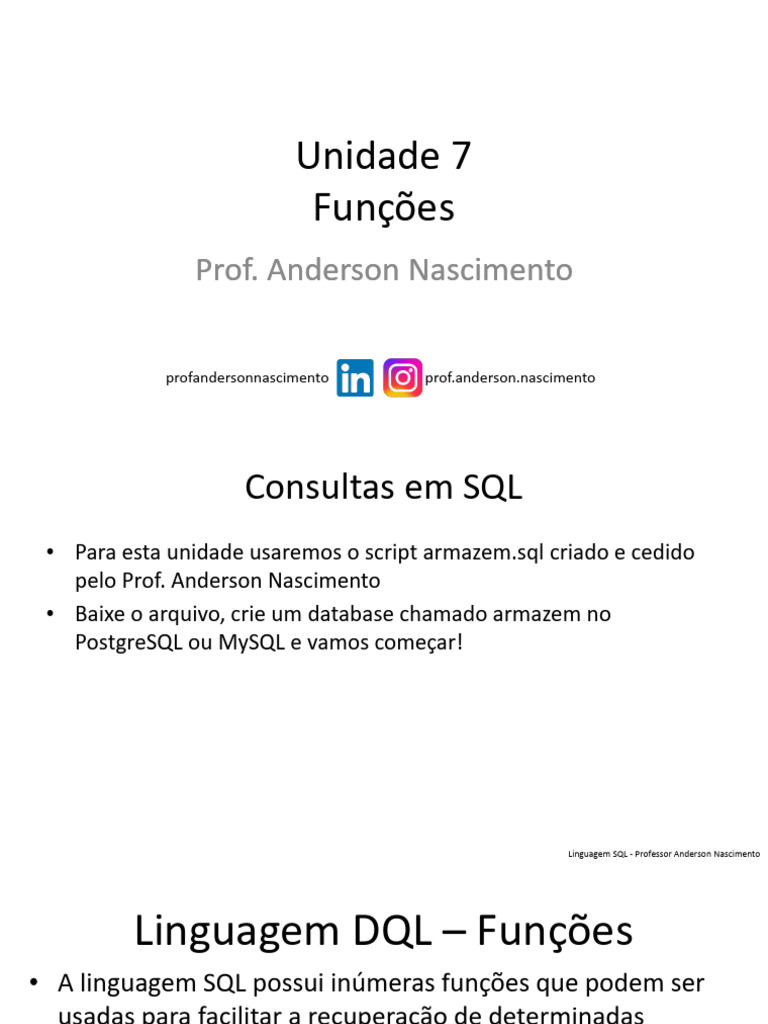 Linguagem_SQL_-_Unidade_7 | PDF