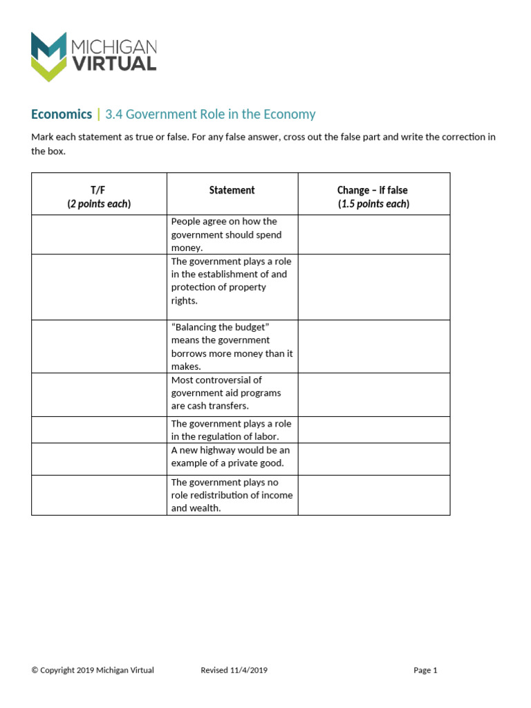 3.4 Government Role in The Economy | PDF
