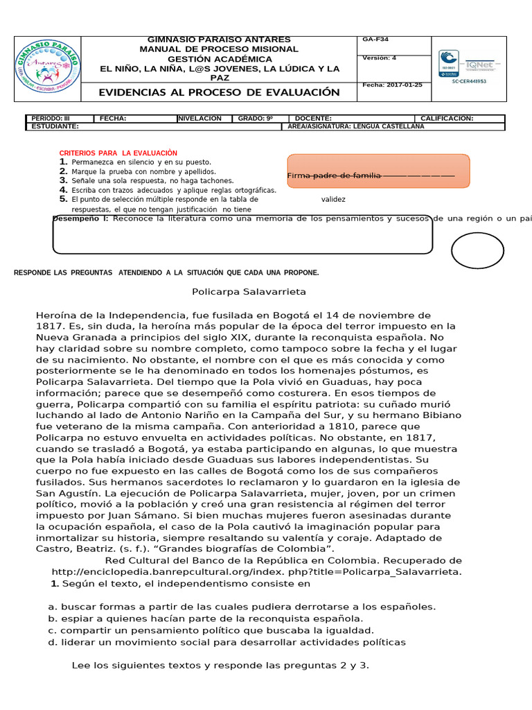 Nivelación Noveno | PDF
