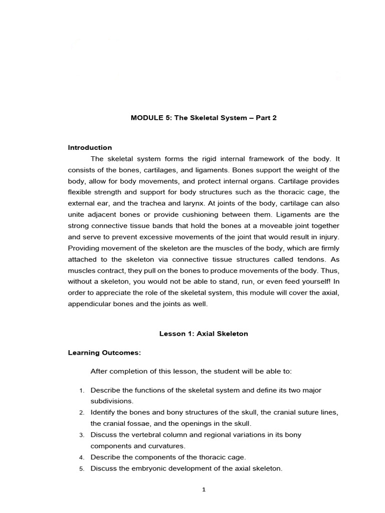Module 5.2 The Skeletal System Part 2 | PDF | Vertebra | Foreign ...