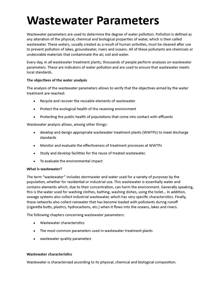 Wastewater Parameters | PDF
