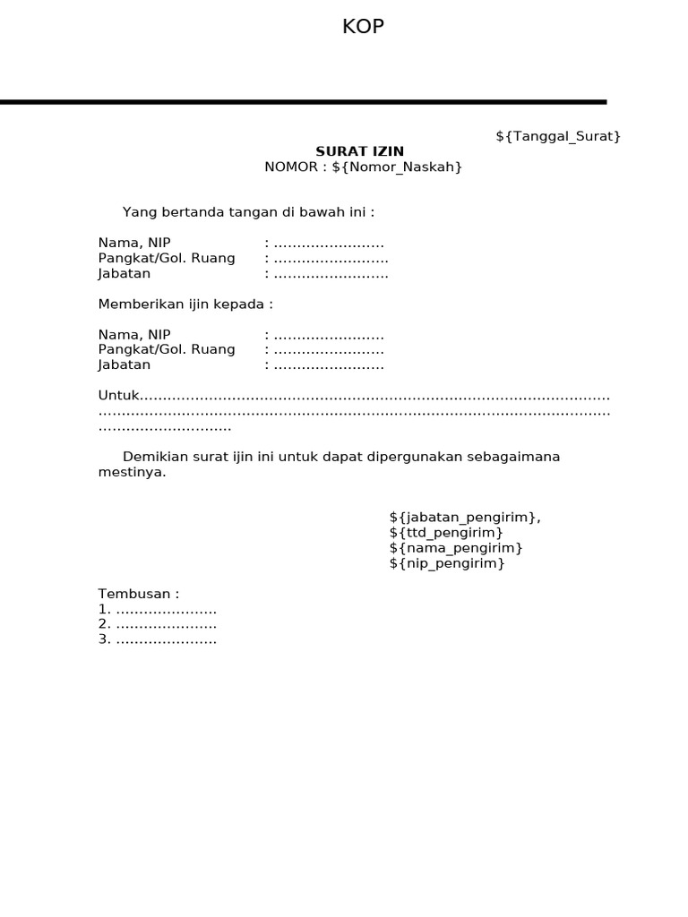 Template Surat Izin | PDF