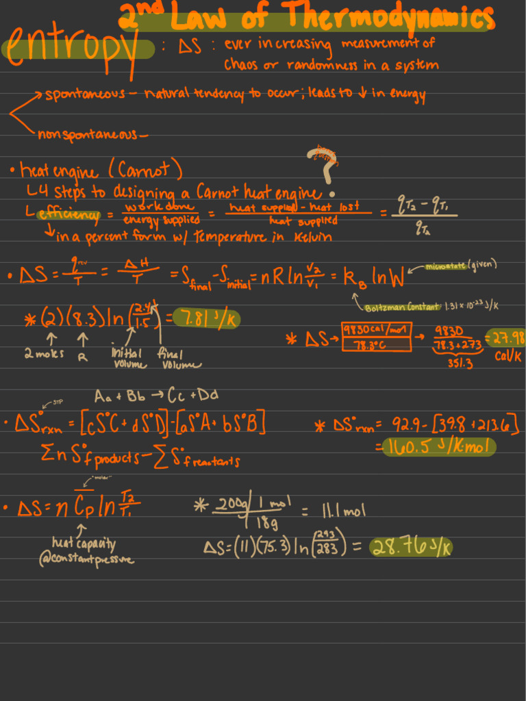 P Chem Notes 5 | PDF | Heat | Entropy