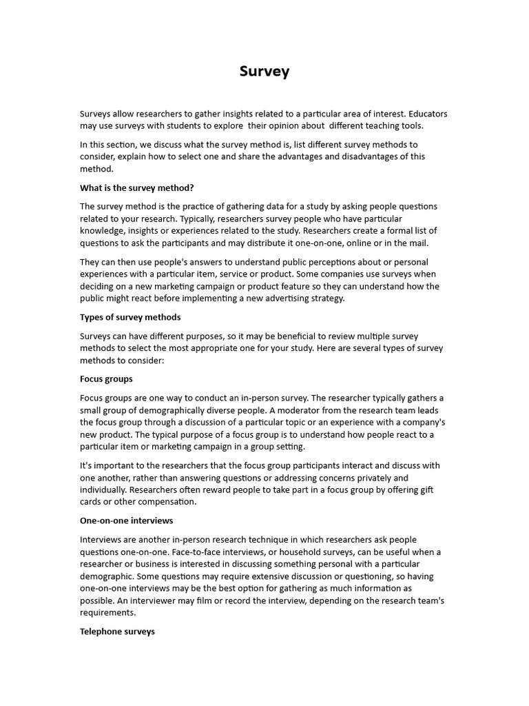 Research Methods (Survey) | PDF