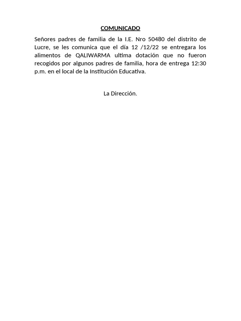 Comunicado | PDF
