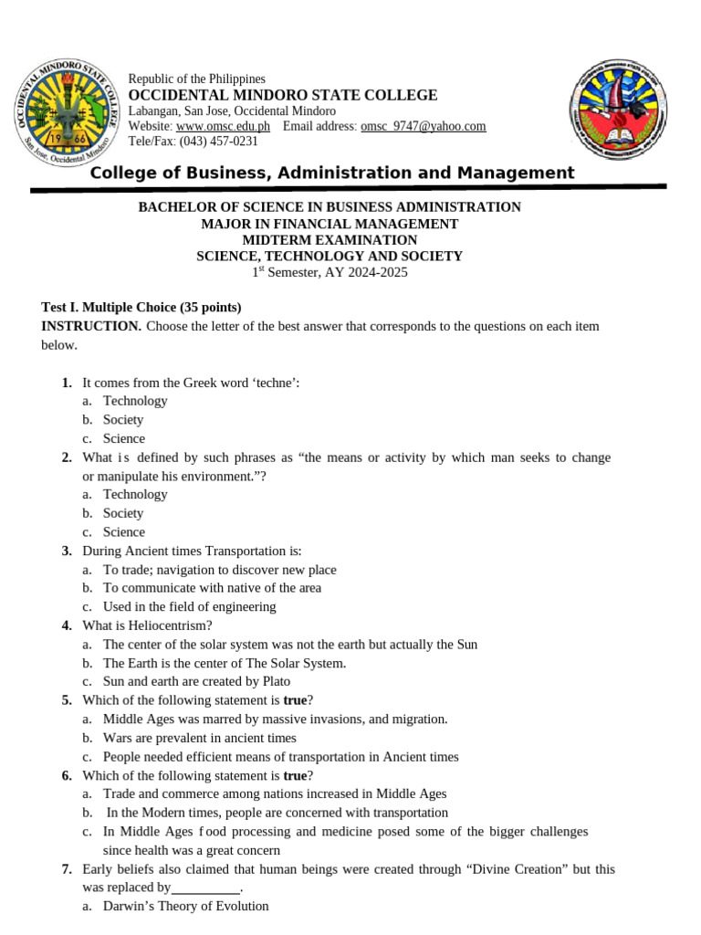 Midterm in Sts Science Technology and Society | PDF