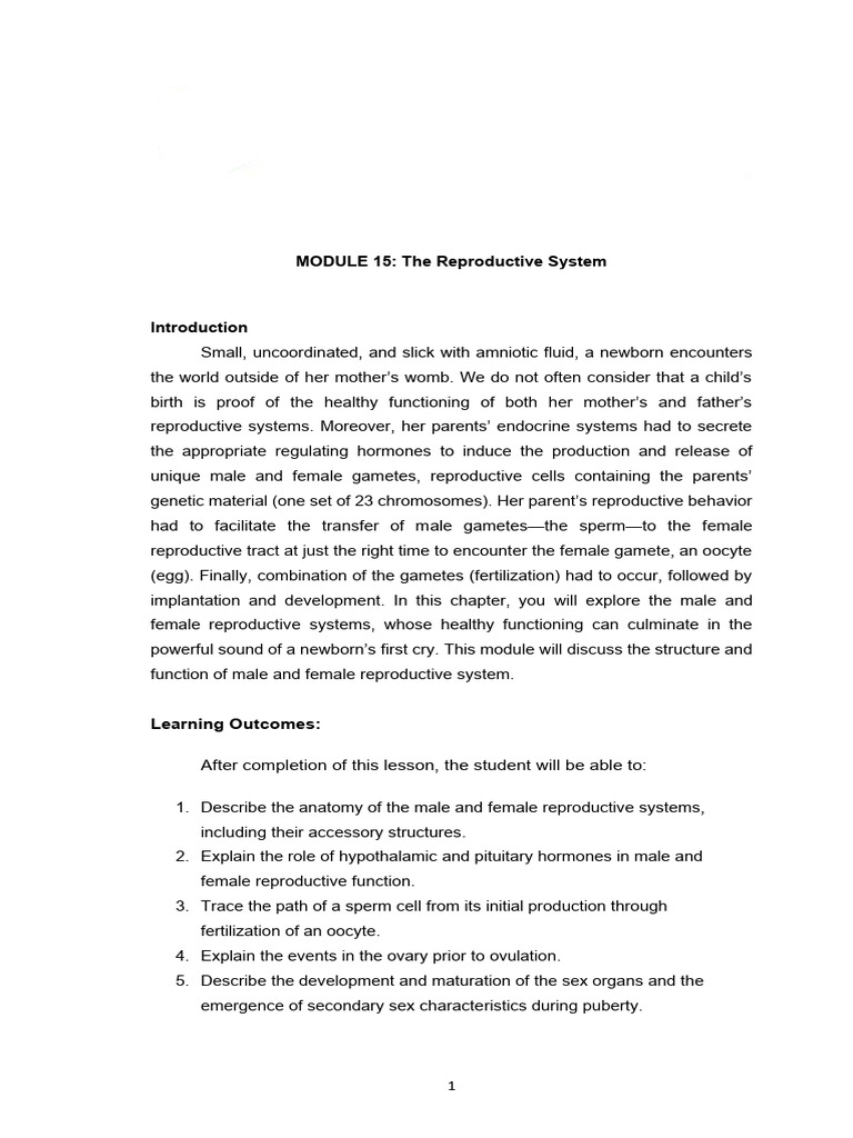 Module 15 The Reproductive System | PDF