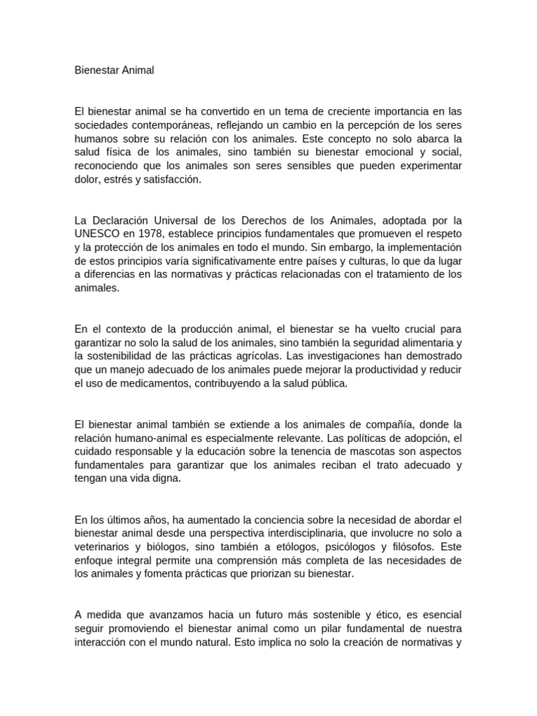 Bienestar Animal | PDF