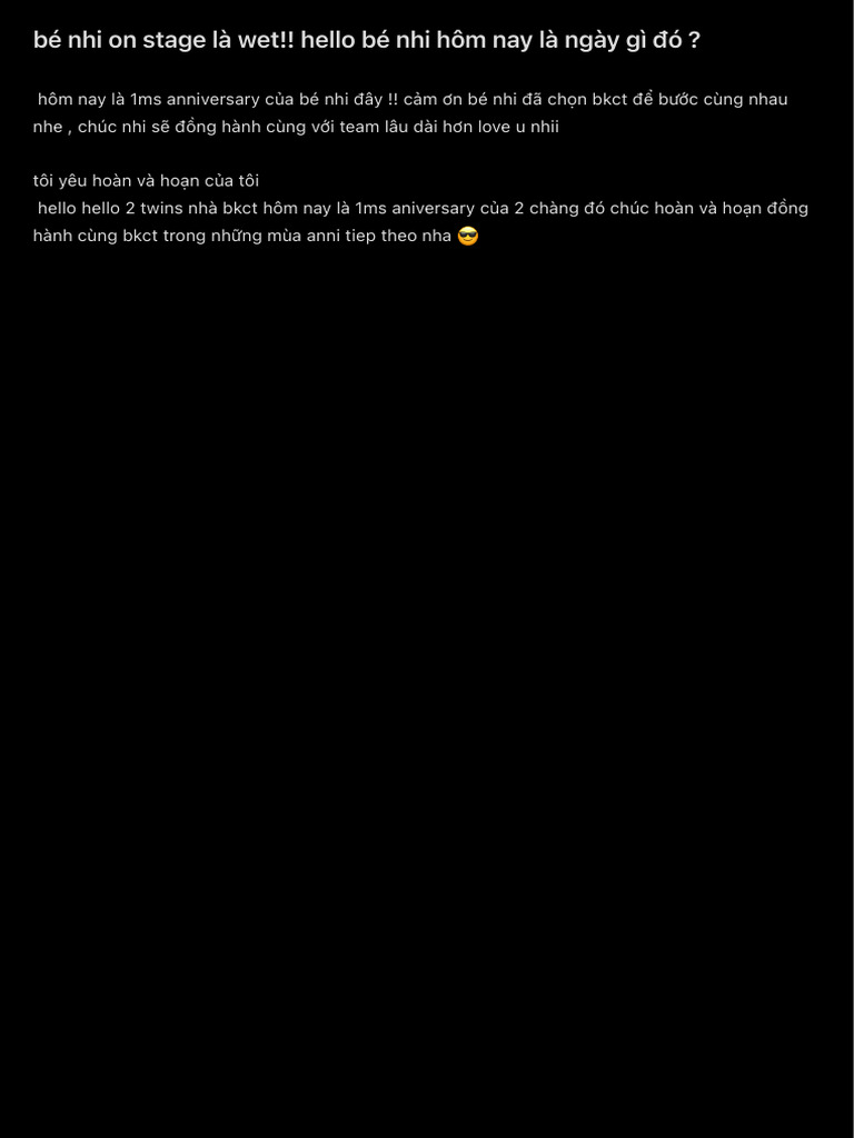 Bé Nhi On Stage Là Wet!! Hello Bé Nhi Hôm Nay Là Ngày Gì Đó | PDF