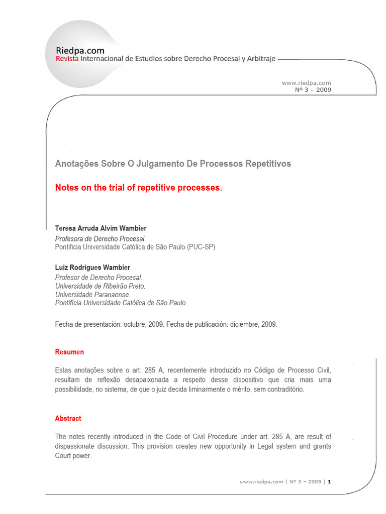 Teresa Arruda Alvim Wambier y Luiz Rodri | PDF