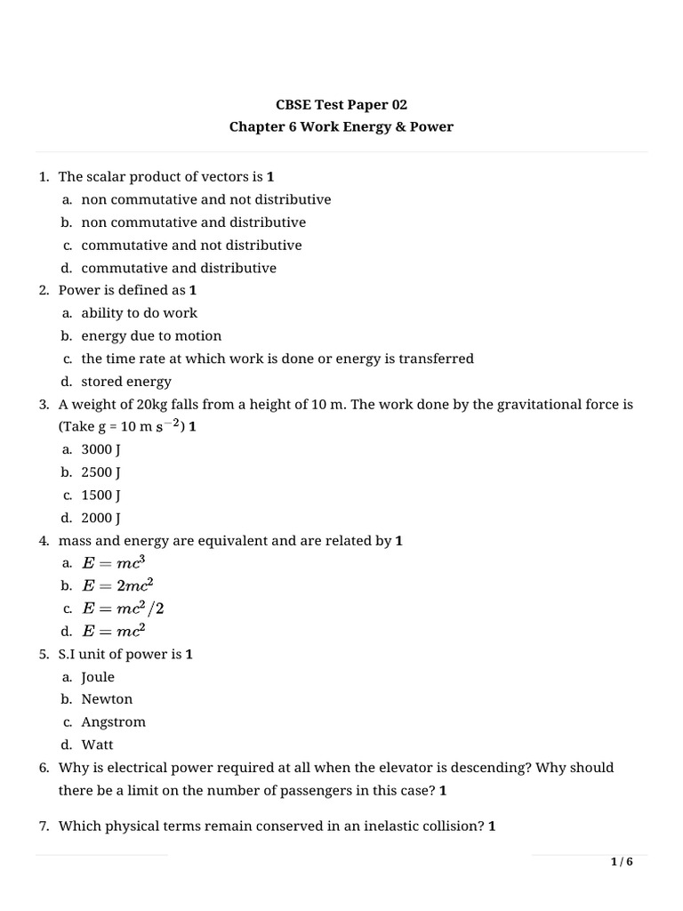 WorkEnergy&Power Paper 02 | PDF | Power (Physics) | Science & Mathematics