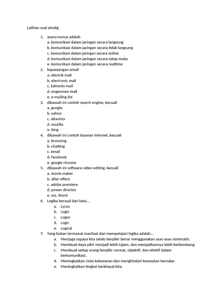 Latihan Soal Simdig | PDF