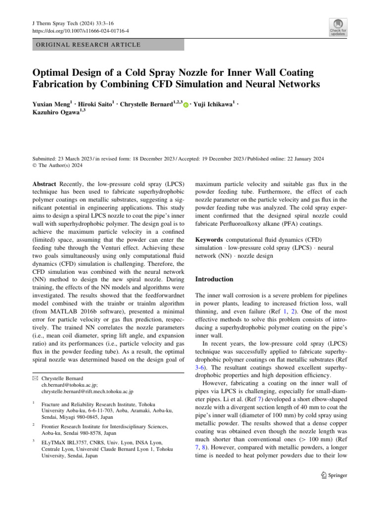 Optimal Design of A Cold Spray Nozzle For Inner Wall Coating ...