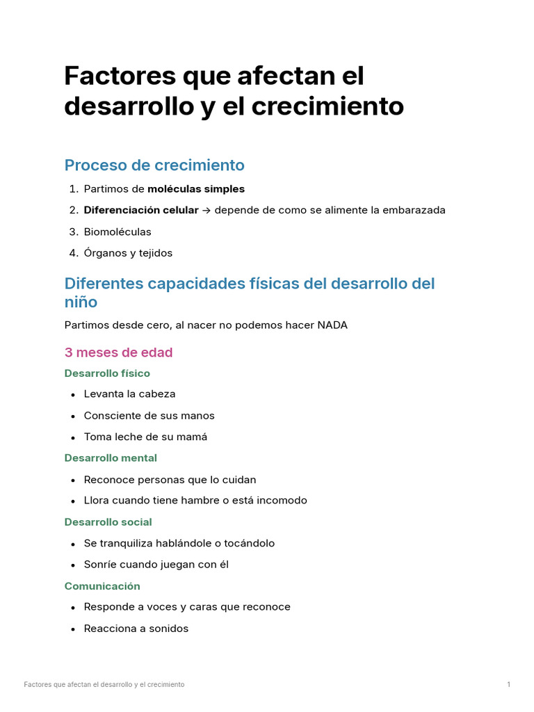 Factores que afectan el desarrollo y el crecimiento del niño | PDF