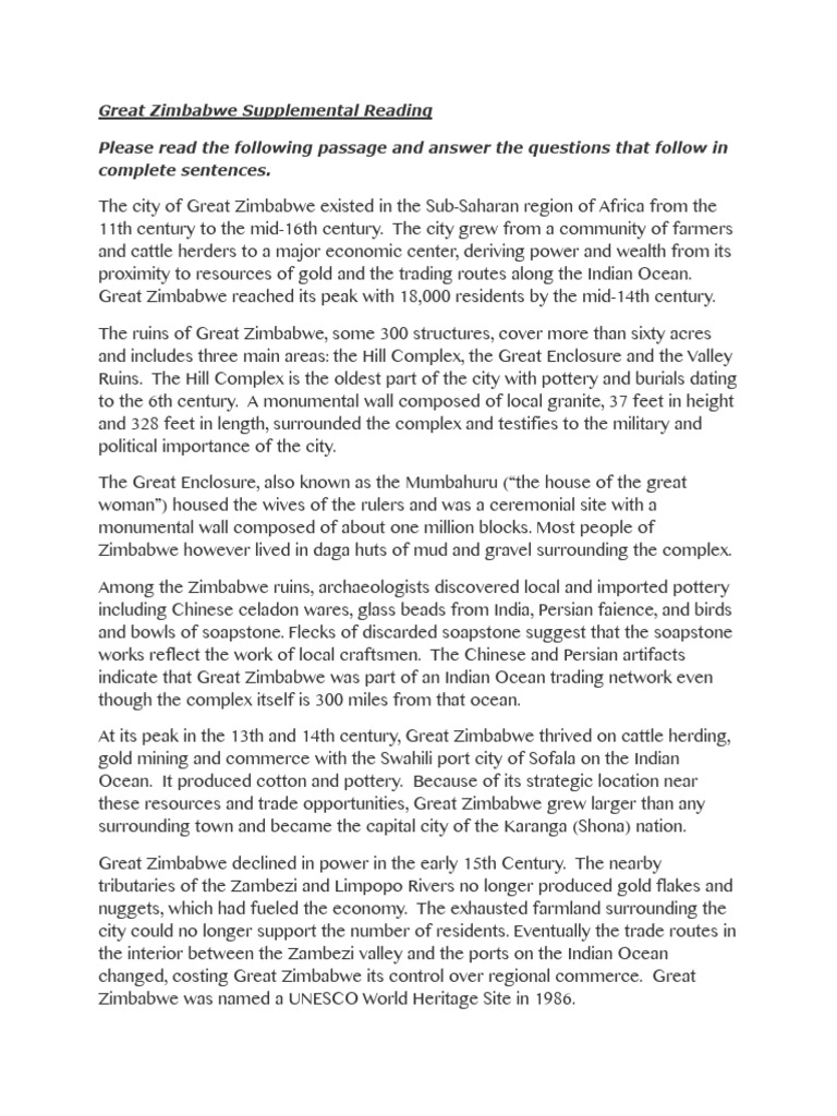 Great Zimbabwe Supplemental | PDF | Zimbabwe