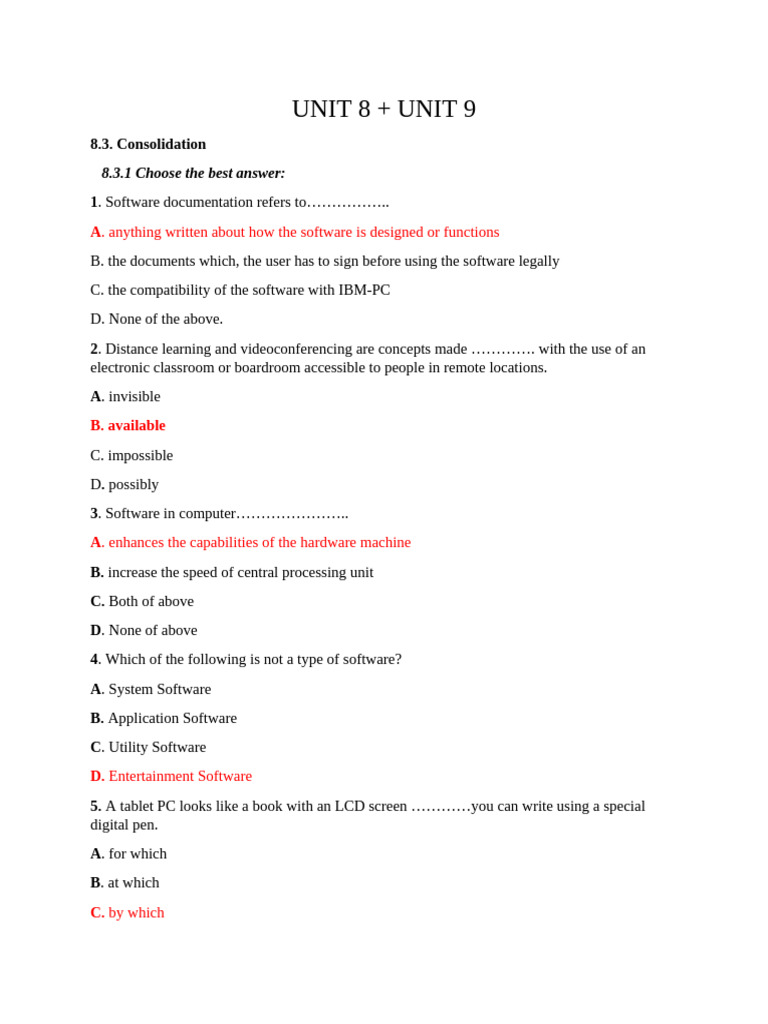 Homework UNIT 8+ UNIT 9 | PDF