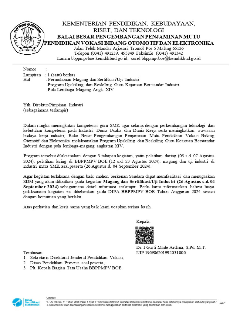 Surat - Permohonan - Magang - Upskilling - LM - 14 | PDF