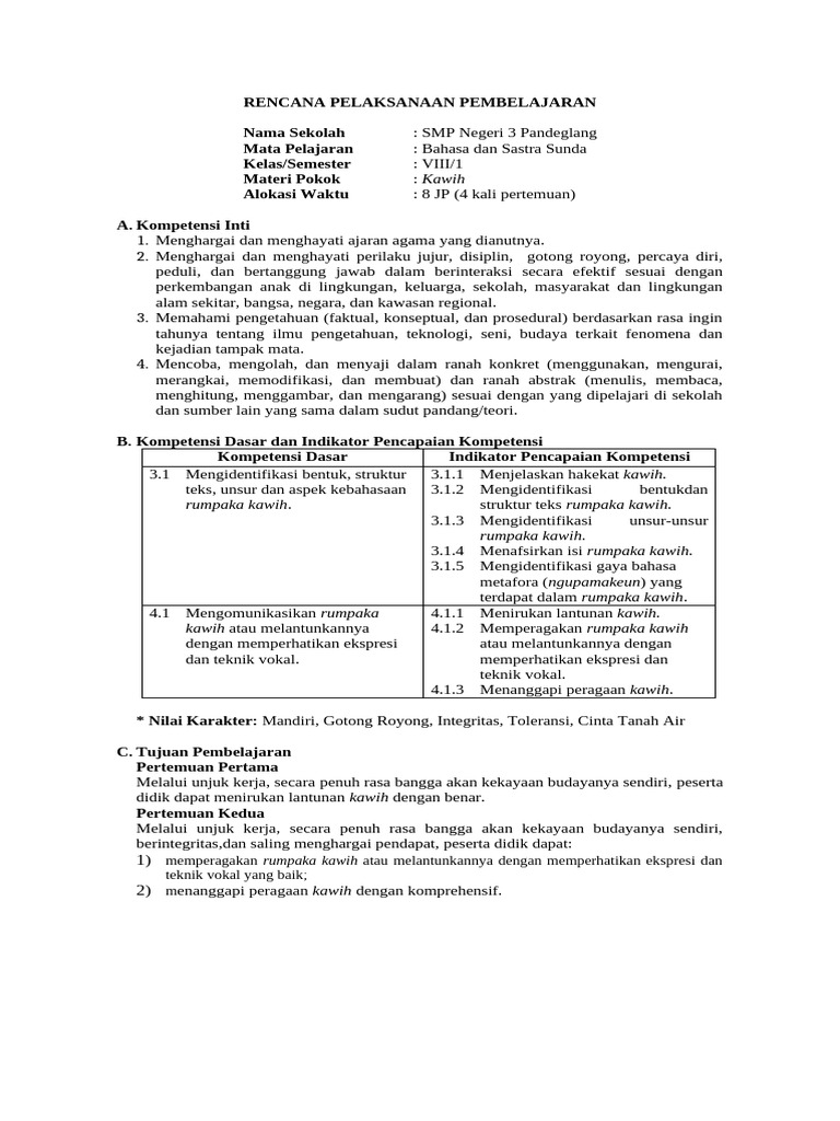 RPP Kawih | PDF