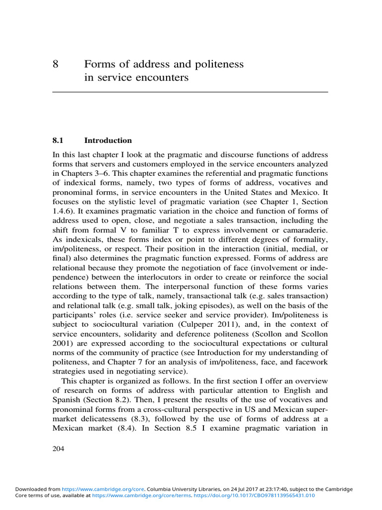 forms-of-address-and-politeness-in-service-encounters (1) | PDF