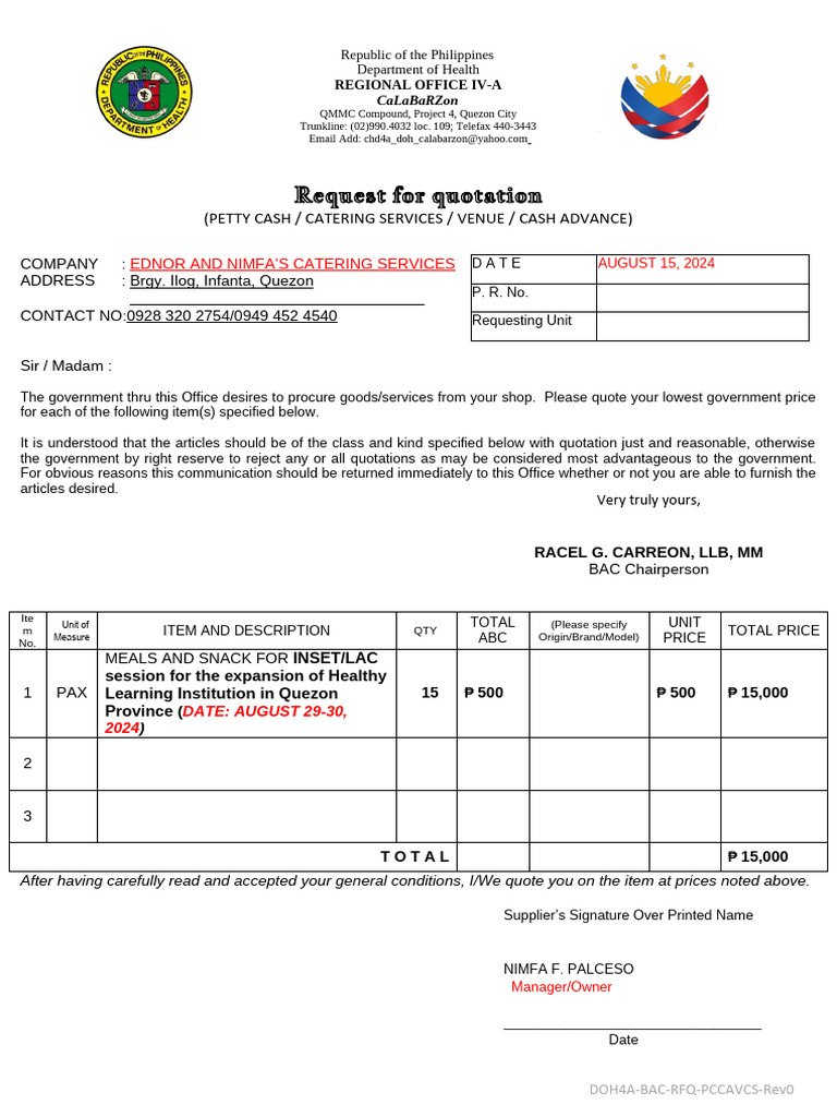 Hli RFQ - Inset - Lac Session | PDF