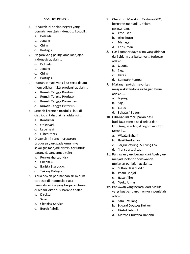 Soal Ips Kelas 8 | PDF