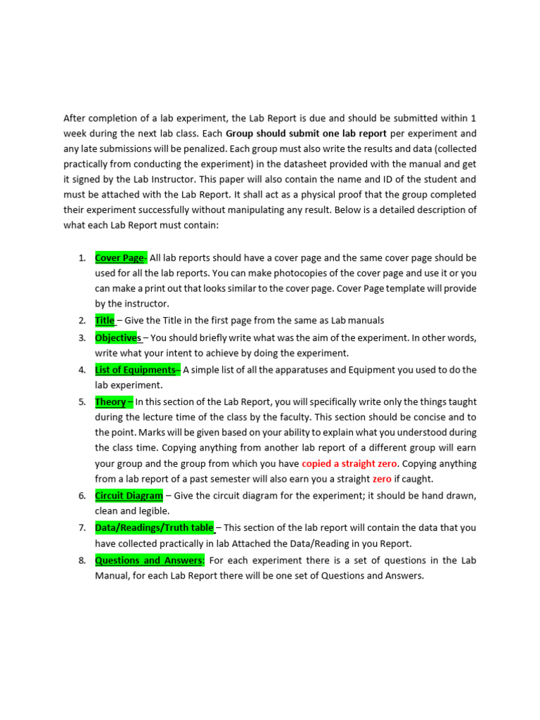MTN EEE141 LAB REPORT WRITING GUIDELINE | PDF