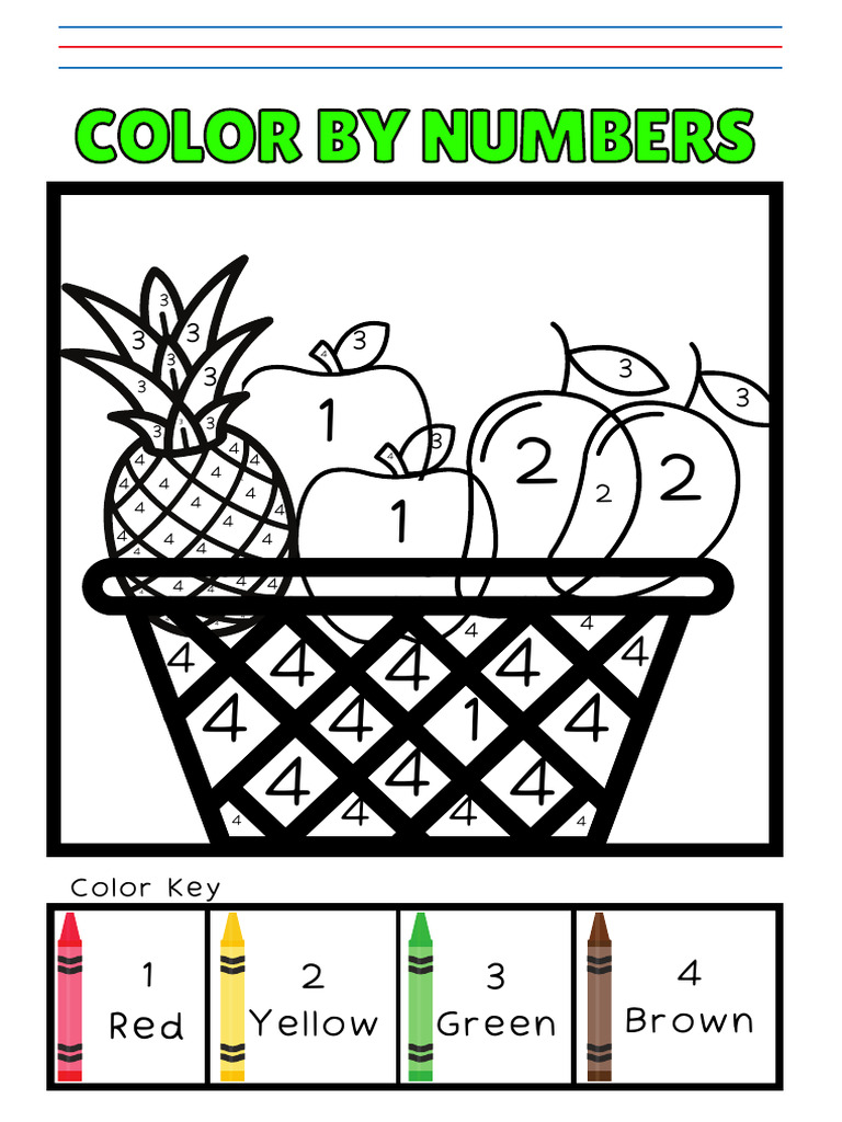 Age 2 to 5 Beginner Color by Number Activity for Preschool Worksheet | PDF