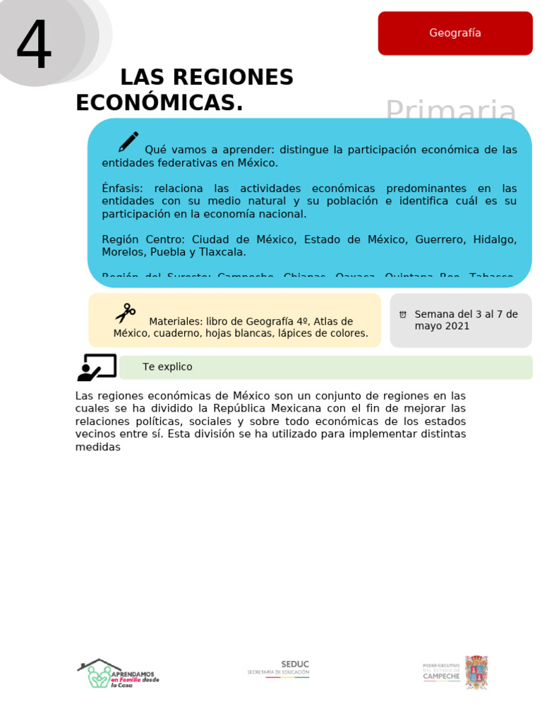 Primaria: Las Regiones Económicas | PDF