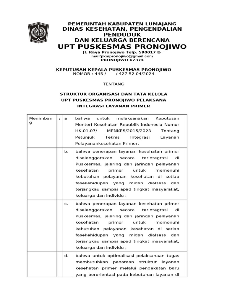 SK ILP Puskesmas | PDF