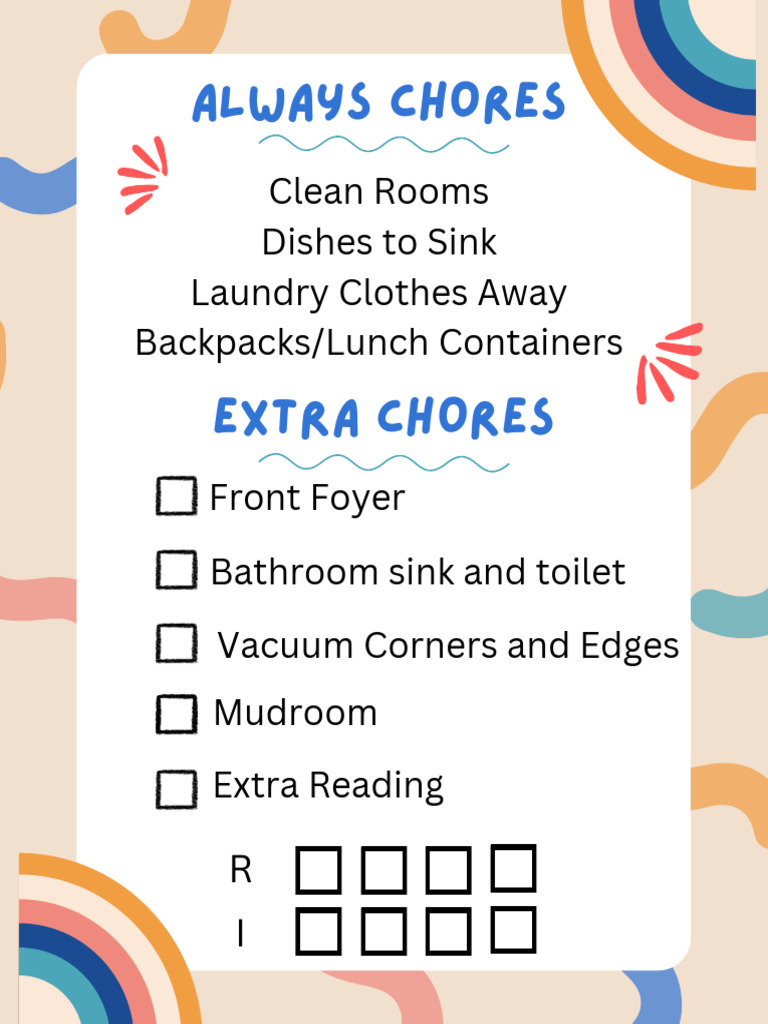 Chore Chart | PDF | Cooking, Food & Wine