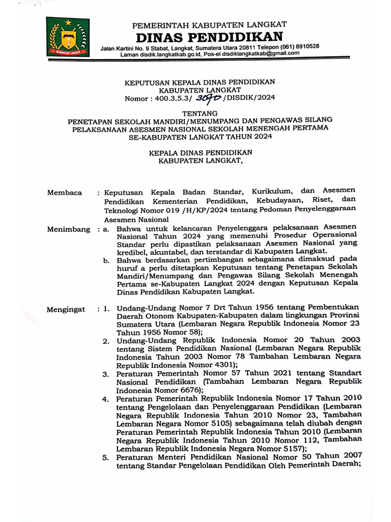 SK Pengawas Silang An 2024 | PDF