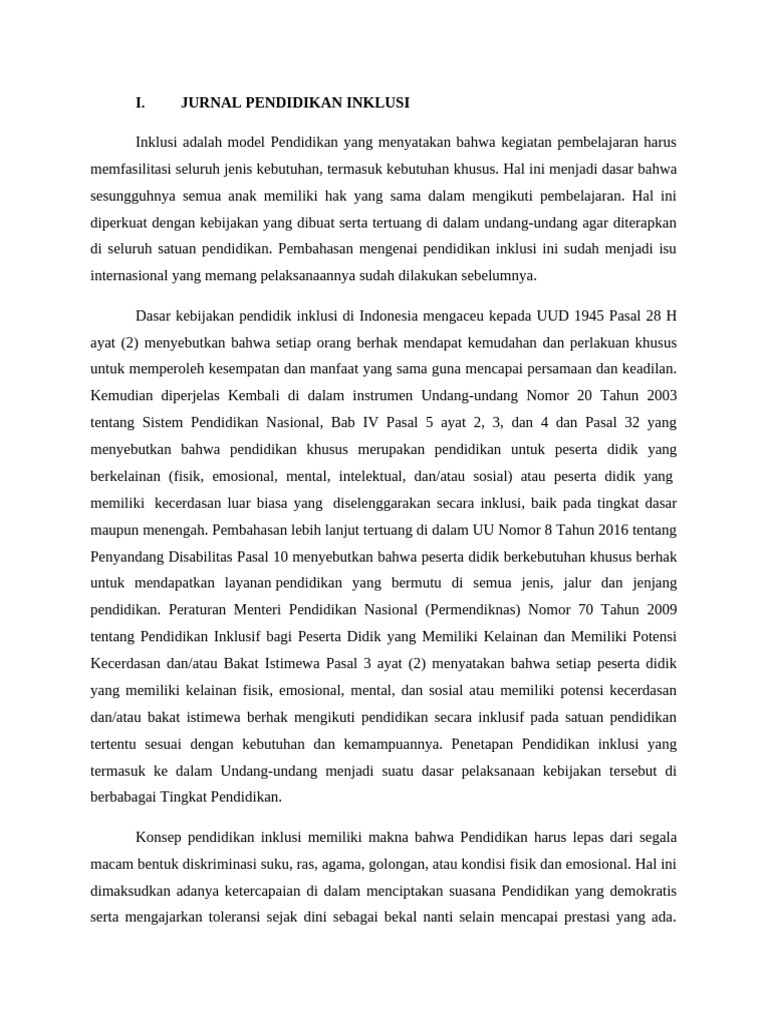 Jurnal Pembelajaran 3 - Pendidikan Inklusif | PDF