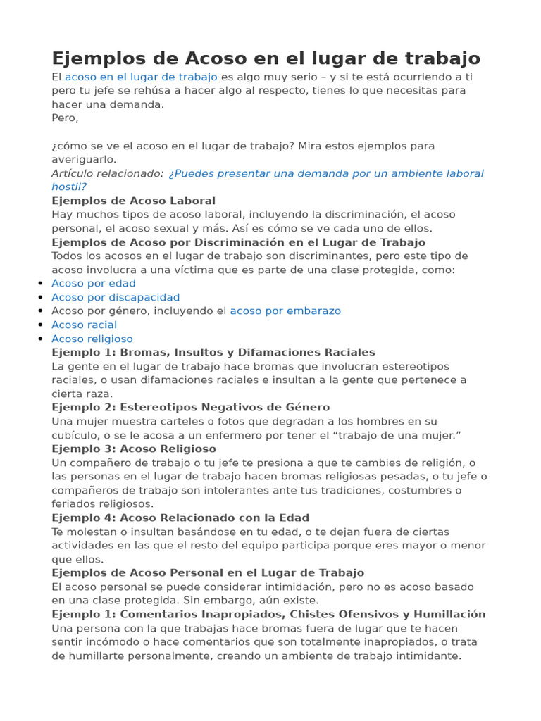 Acoso Laboral | PDF