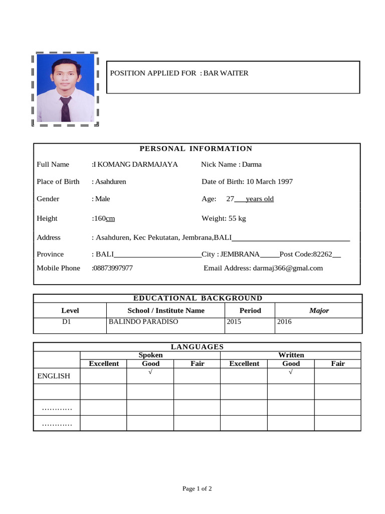 Application Form Cruise 1 | PDF