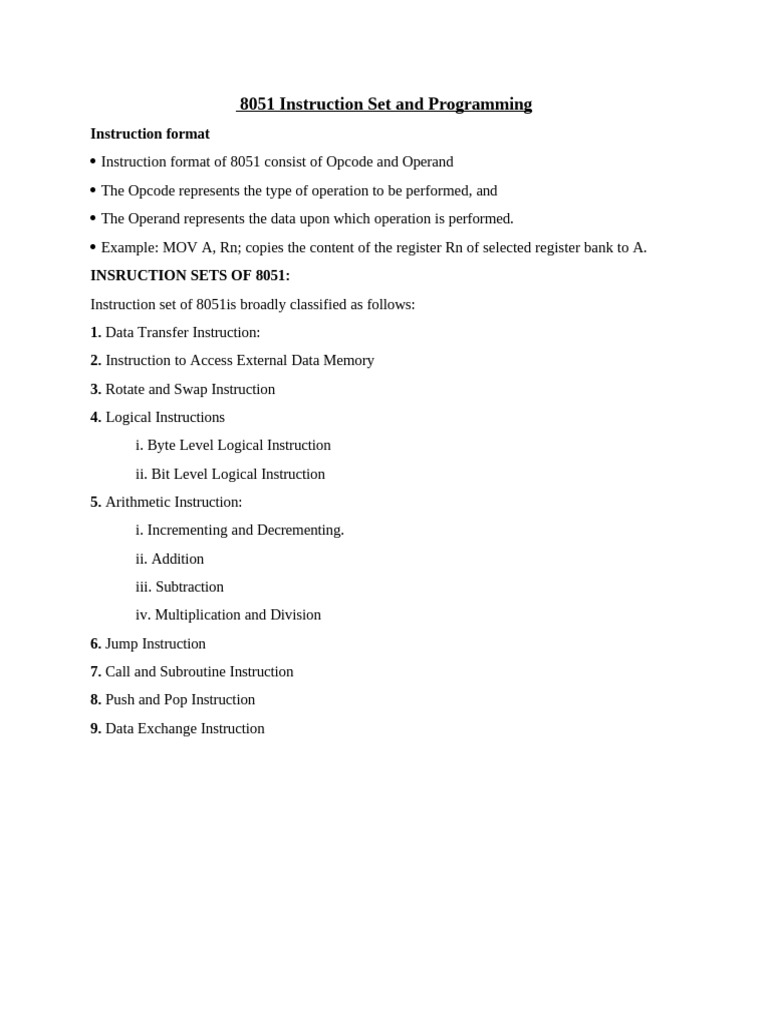 Instruction Set Programming | PDF