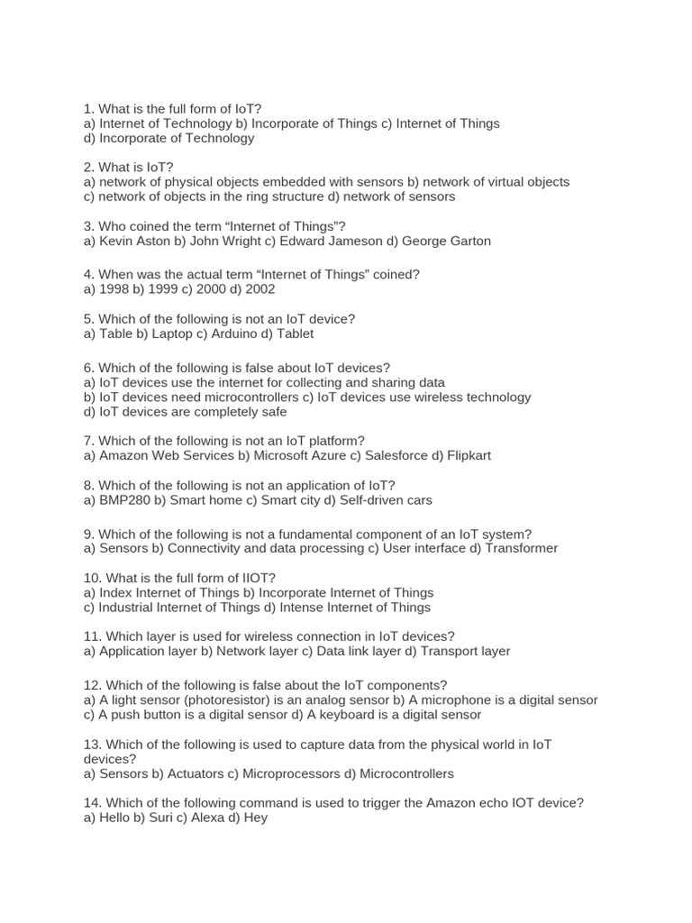 Iot MCQ | PDF