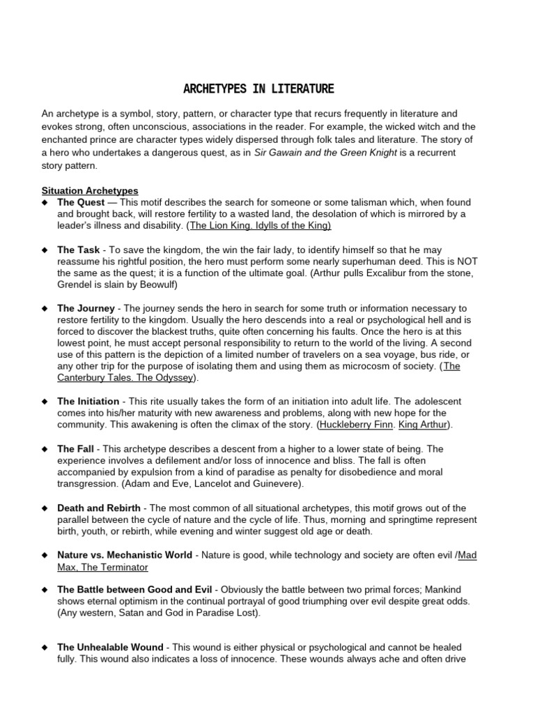 Archetypes in Literature | PDF