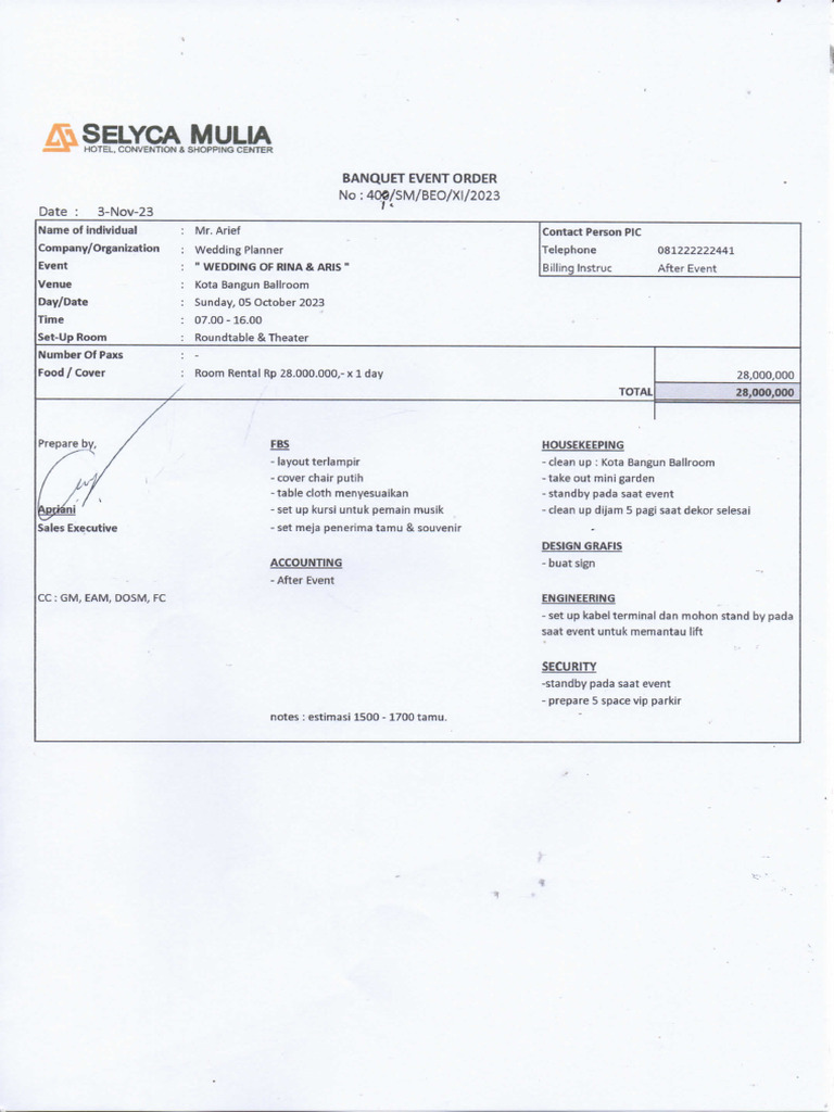 401 BEO Wedding of Rina & Aris356 | PDF