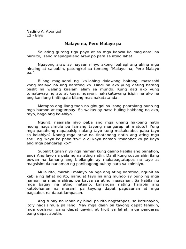 Malayo Na, Pero Malayo Pa | PDF