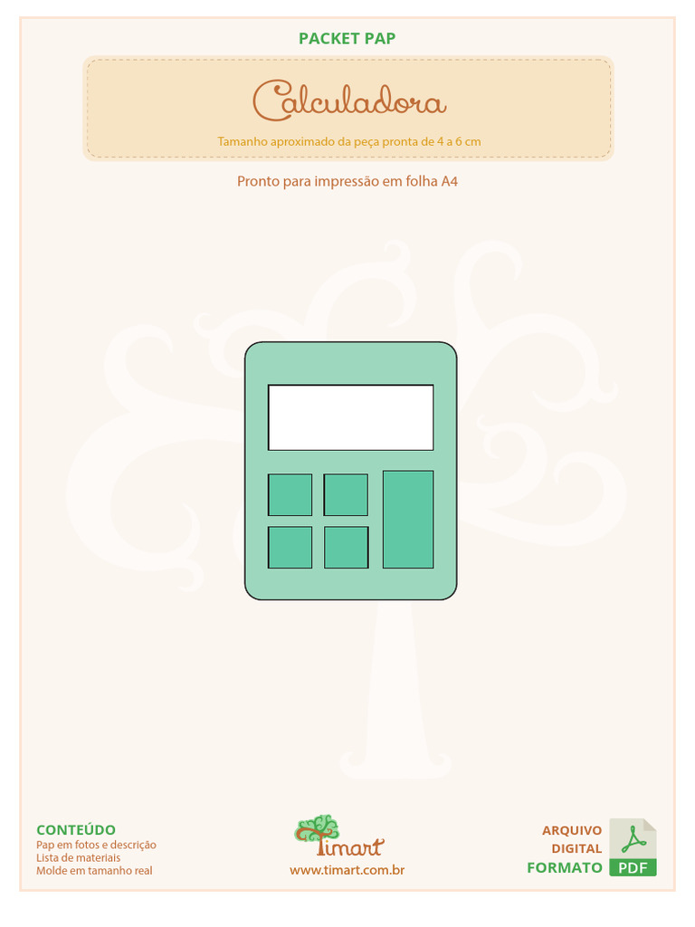 Calculadora de Feltro Arquivo Gratuito Timart | PDF