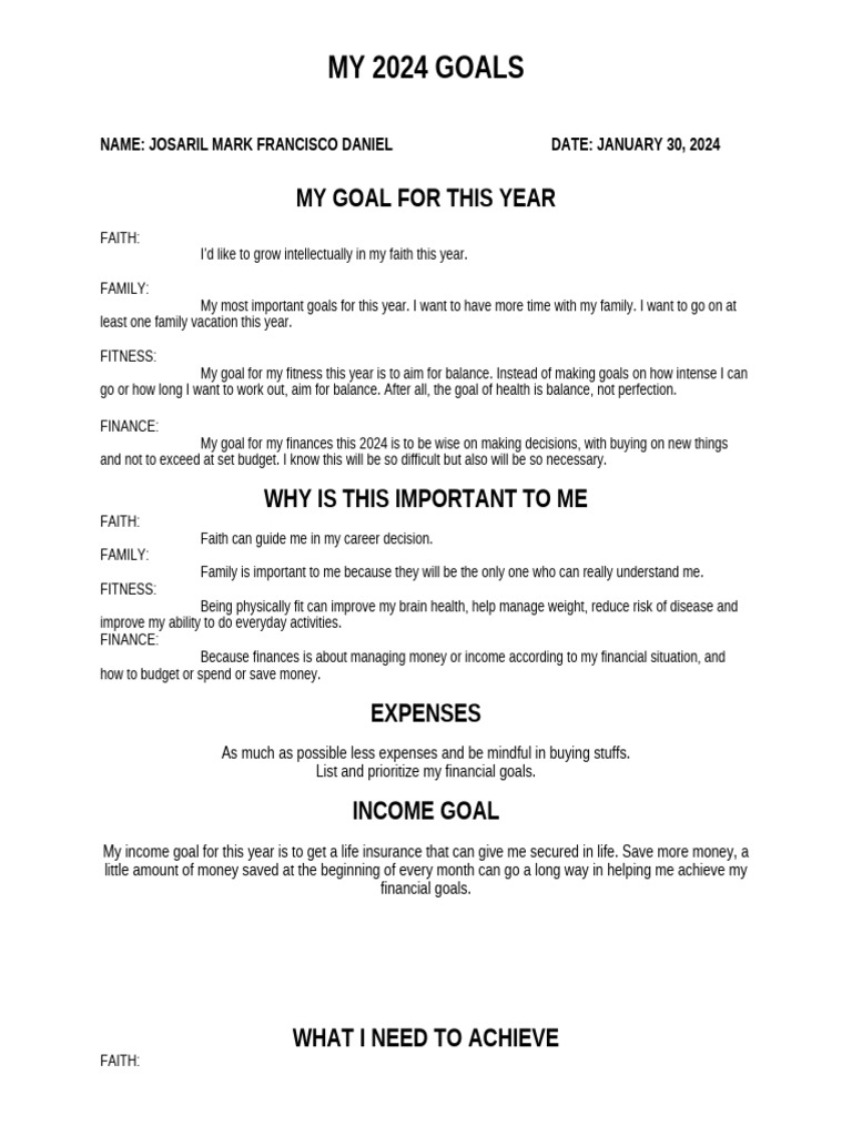 My 2024 Goals | PDF