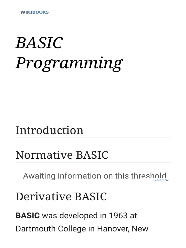 BASIC Programming - Wikibooks, Open Books For An Open World | PDF