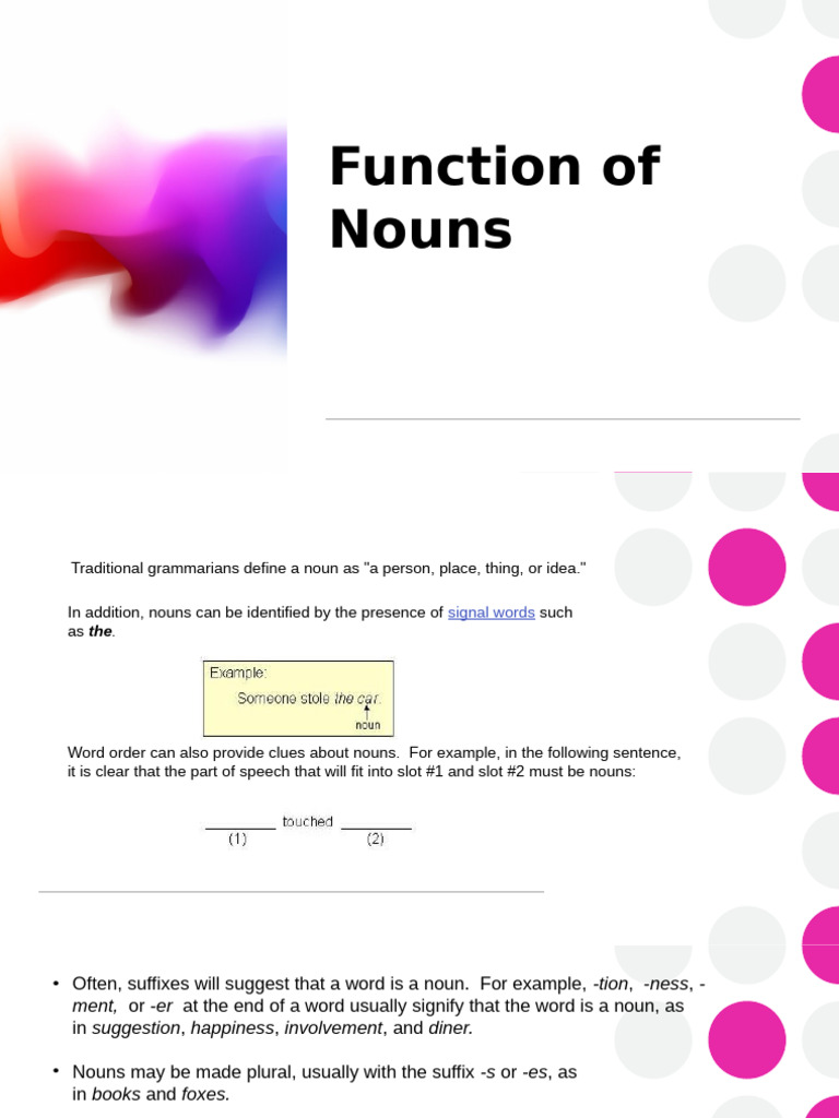 Function of Nouns | PDF