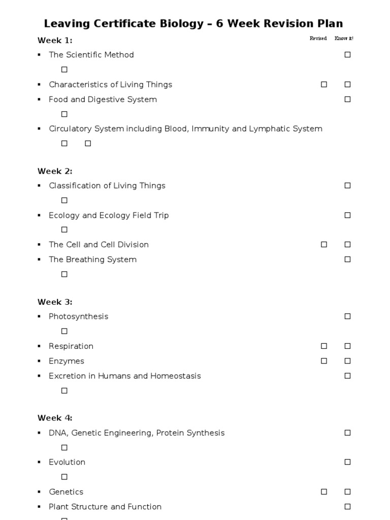 6 Week Revision Plan | PDF