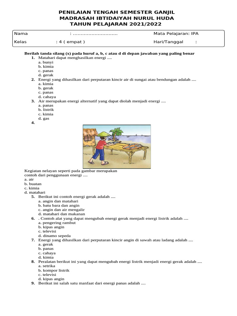 Soal PTS IPA Kls 4 Ganjil | PDF